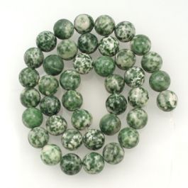 UK Semi Precious and Gemstone Beads Green Spot Stone 10mm Round Beads ...